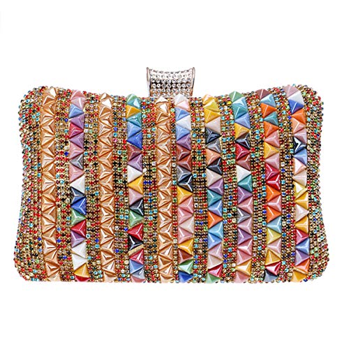 KAXIDY Fashion Pearls Beaded Evening Bag, Handbag Clutch Purses Bag Gold/Multicolor