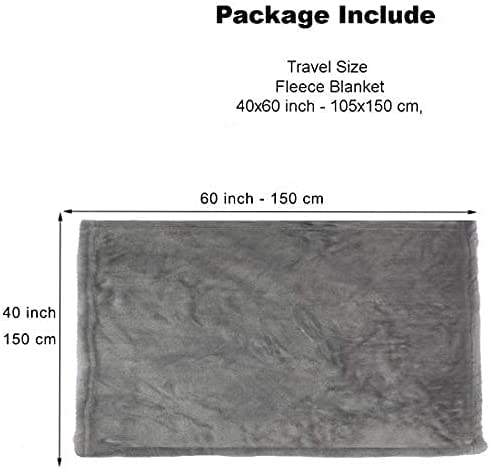 NICE COM SUPPLY Travel Blanket, 40X60, Portable, Warm, Cozy, Throw, for Car, Airplane, Chair, Small, Fleece, Full Body Cover, Grey