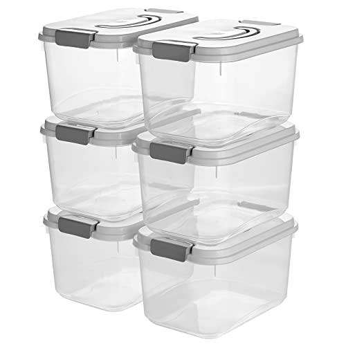 ZHENFAN 5.5 Quart Clear Storage Latch Box/Bin with Lids, 5 Liter Plastic Organize Bins with Handle, 6-Pack