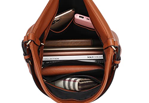 MKF Collection Hobo Purses for Women –Leather Handbag Womens Shoulder bag – Fashion Top Handle Pocketbook Wristlet Wallet Black