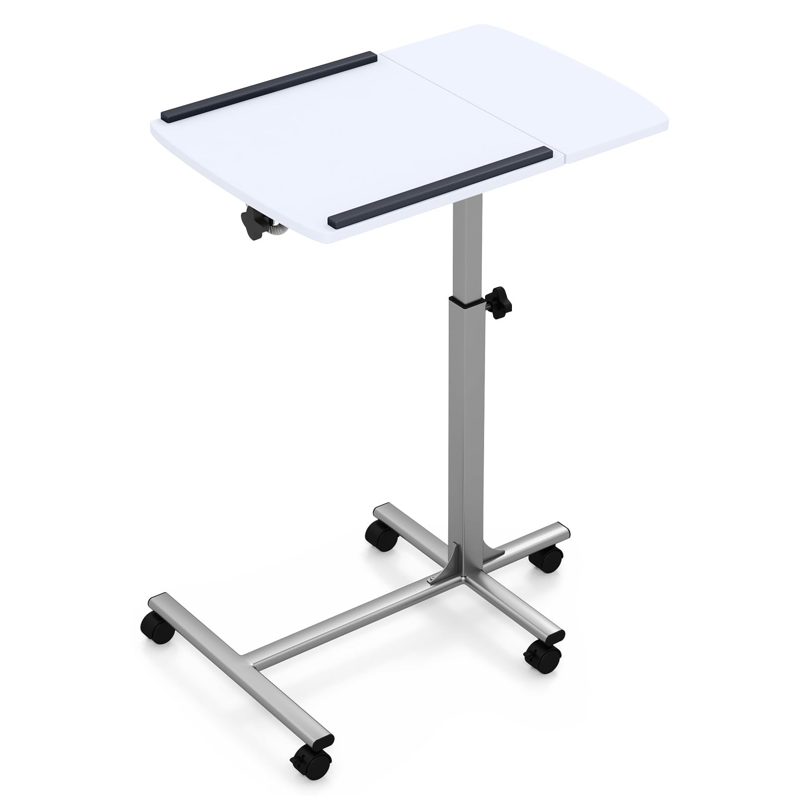 Tangkula Rolling Laptop Desk Cart, Mobile Laptop Stand with Tilting Tabletop, Height Adjustable Bedside Table with Mouse Pad Cup Holder, Ideal for Laptop Bed Sofa Couch