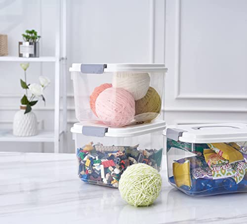 ZHENFAN 5.5 Quart Clear Storage Latch Box/Bin with Lids, 5 Liter Plastic Organize Bins with Handle, 6-Pack