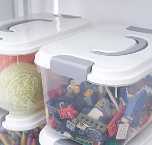 ZHENFAN 5.5 Quart Clear Storage Latch Box/Bin with Lids, 5 Liter Plastic Organize Bins with Handle, 6-Pack