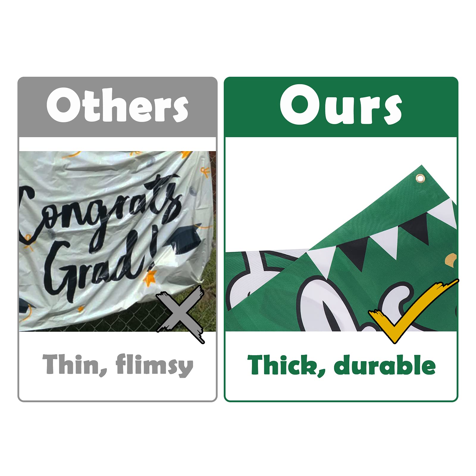 Bunny Chorus Graduation Decorations 2023 Party Backdrop Banner, Extra Large 71" x 40" Green Black Photo Booth Props Decorations, Congrats Grad Home for Outdoor Indoor Supplies