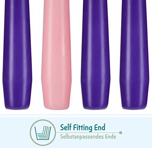BRUBAKER 4 pcs Advent Candles Purple and Pink - 10 Inch Taper Candles for Christmas, Church and Celebrations - Unscented and Dripless - Made in Europe