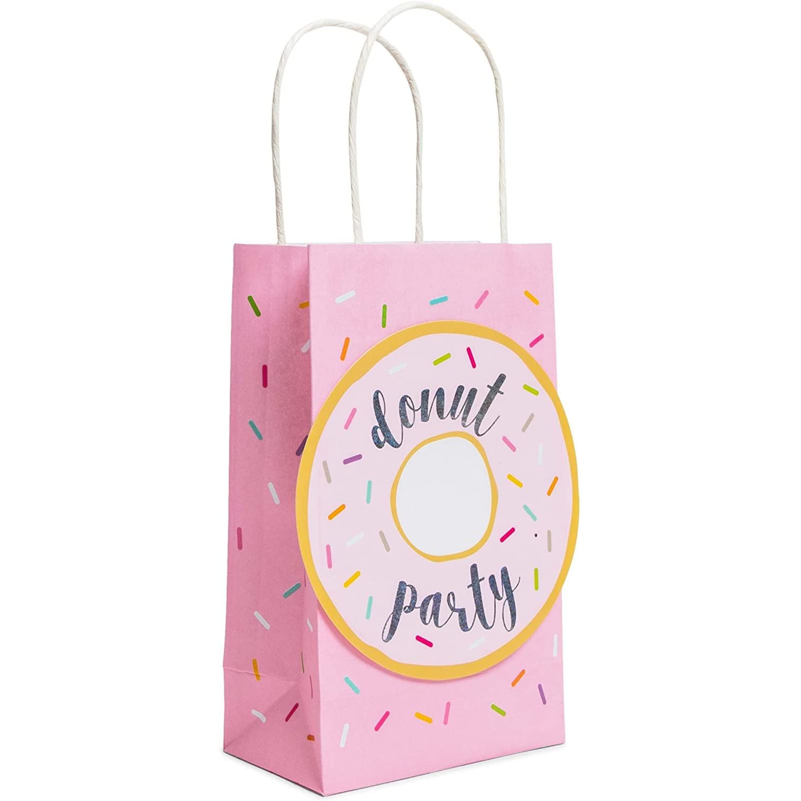 BLUE PANDA Donut Birthday Party Favor Bags (5.25 x 9 x 3.15 Inches, 24 Pack)
