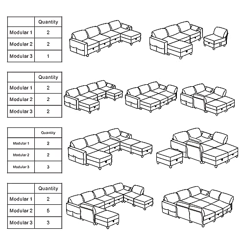 FANYE Oversized Modular Sectional Sofa with Storage Seats,DIY Free Combine Sofa&Sofabed Reversible Modular&Sectional Convertible to L/U Shaped W/Chaises,Twin XL Sleeper Couch Bed for Living Room