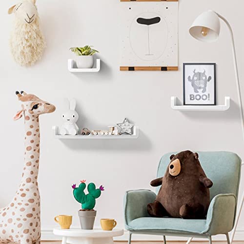 ELUCHANG Floating U Shelves Wall Mount,Bathroom Organizer Non-Drilling,Shelves Decoration Display Storage Pictures Shelves for Home Kitchen Office,Set of 3