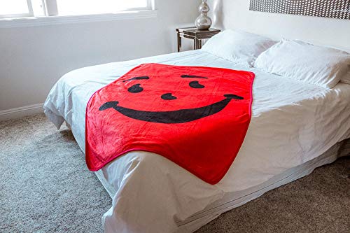 Kool-Aid Man Plush Throw Blanket | Cozy Sherpa Wrap Covering for Sofa, Bed | Super Soft Lightweight Fleece Blanket | Geeky Home Decor | 45 x 60 Inches