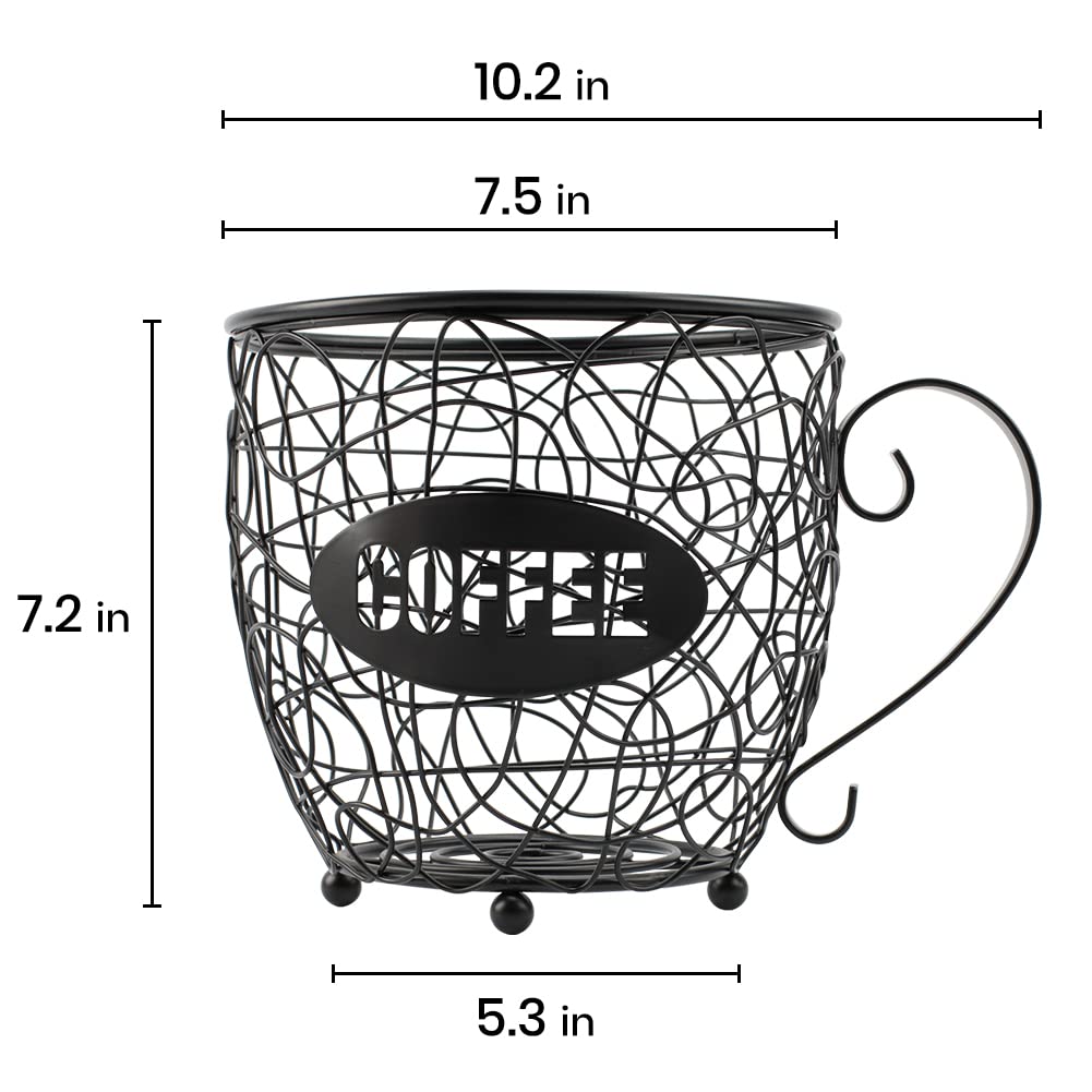 Coffee Pod Holder and K Cup Organizer, Large Capacity K Cup Holder for Counter, Holds 40 Coffee Pods Storage, K Cups Pod Holder for Coffee Bar Accessories, Black