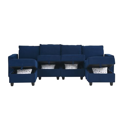 FANYE Oversized Modular Sectional Sofa with Storage Seats,DIY Free Combine Sofa&Sofabed Reversible Modular&Sectional Convertible to L/U Shaped W/Chaises,Twin XL Sleeper Couch Bed for Living Room