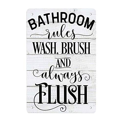 Crapopo Bathroom Rules Wash Flush Wall Sign Decor,Funny Vintage Retro Poster Paintings Cute Bathroom Decor Picture Vertical,8x12inches.