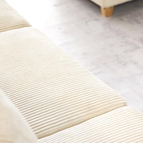 Eafurn Convertible Modular Sectional Sofa Set, Free Combinational Corner Couch, Corduroy Upholstered Deep Seat Comfy Sofa&Couches with Solid Wood Legs for Living Room Apartment, Beige 126.38"