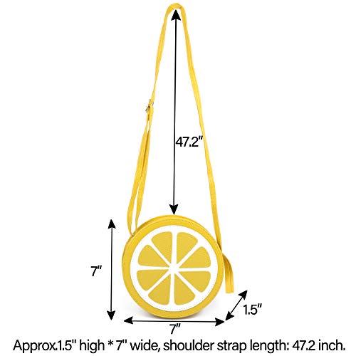 Framendino, Lemon Fruit Shaped Cross Body Bag Purse with Shoulder Strap for Women Girls Yellow