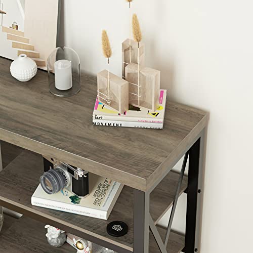 LGHM Console Tables for Entryway, Sofa Console Table Narrow with 5-Tier Storage Shelves for Living Room, Couch Hallway Table for Hall, Entry, Gray Wash