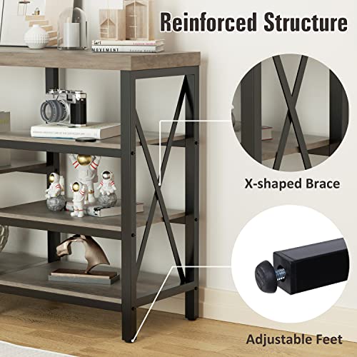 LGHM Console Tables for Entryway, Sofa Console Table Narrow with 5-Tier Storage Shelves for Living Room, Couch Hallway Table for Hall, Entry, Gray Wash
