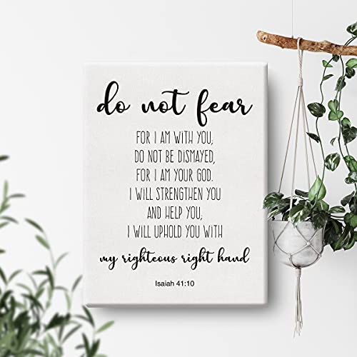 Bible Verse Art Wall Decor Isaiah 41:10 Do Not Fear Scripture Canvas Painting Prints for Home Dining Room Living Room Wall Decor Framed Artwork Christian Gifts(12x15 Inch)