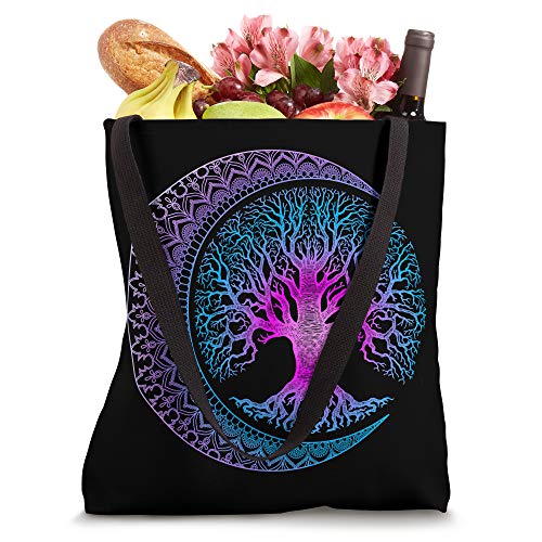 Tree of Life Cresent Moon Phases Mandala Yoga Gift Tote Bag