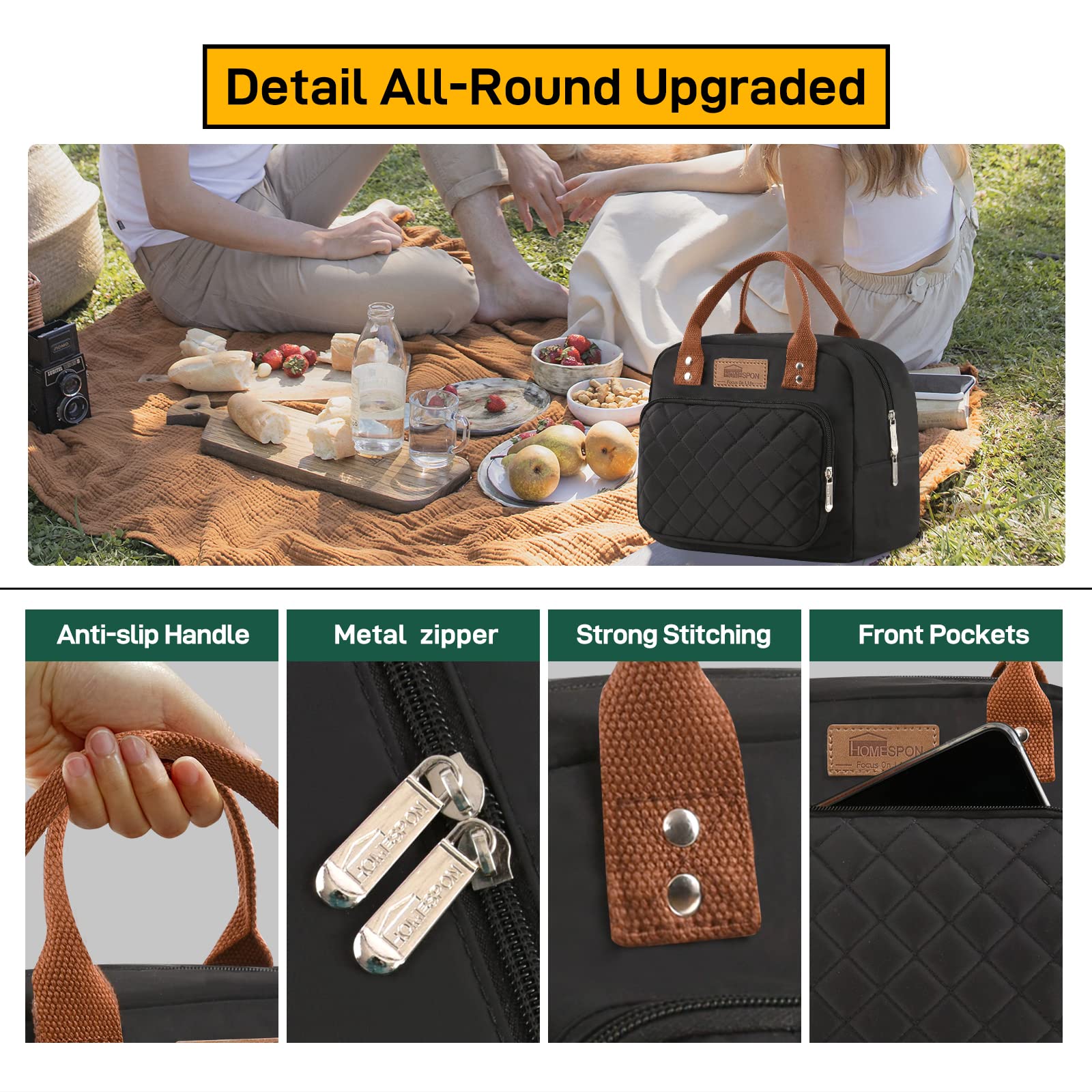 Buringer HOMESPON Lunch Bag for Woman Man Insulated Lunch Box Tote Bag for Work Picnic School or Travel