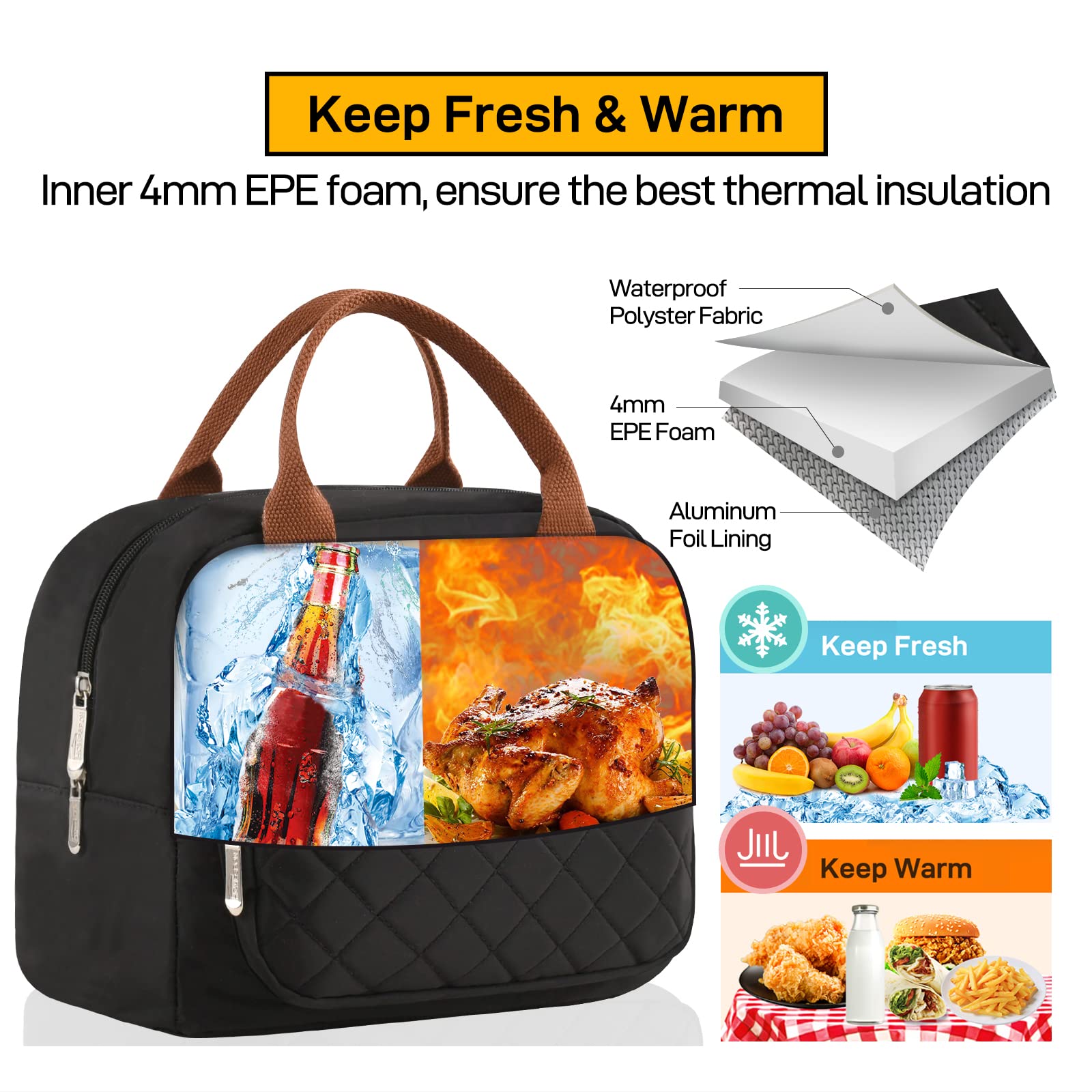 Buringer HOMESPON Lunch Bag for Woman Man Insulated Lunch Box Tote Bag for Work Picnic School or Travel