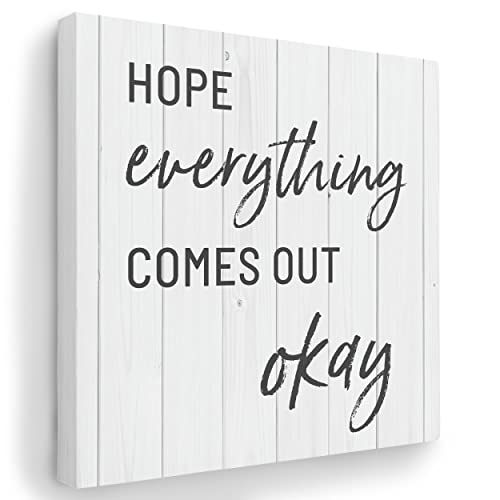 InsightOut Funny Bathroom Signs | Canvas Bathroom Wall Decor | 12x12" Toilet Sign Funny | Restroom Sign Decor | Bathroom Wall Signs | Great Gift for Bathroom (Everything Comes Out Okay)
