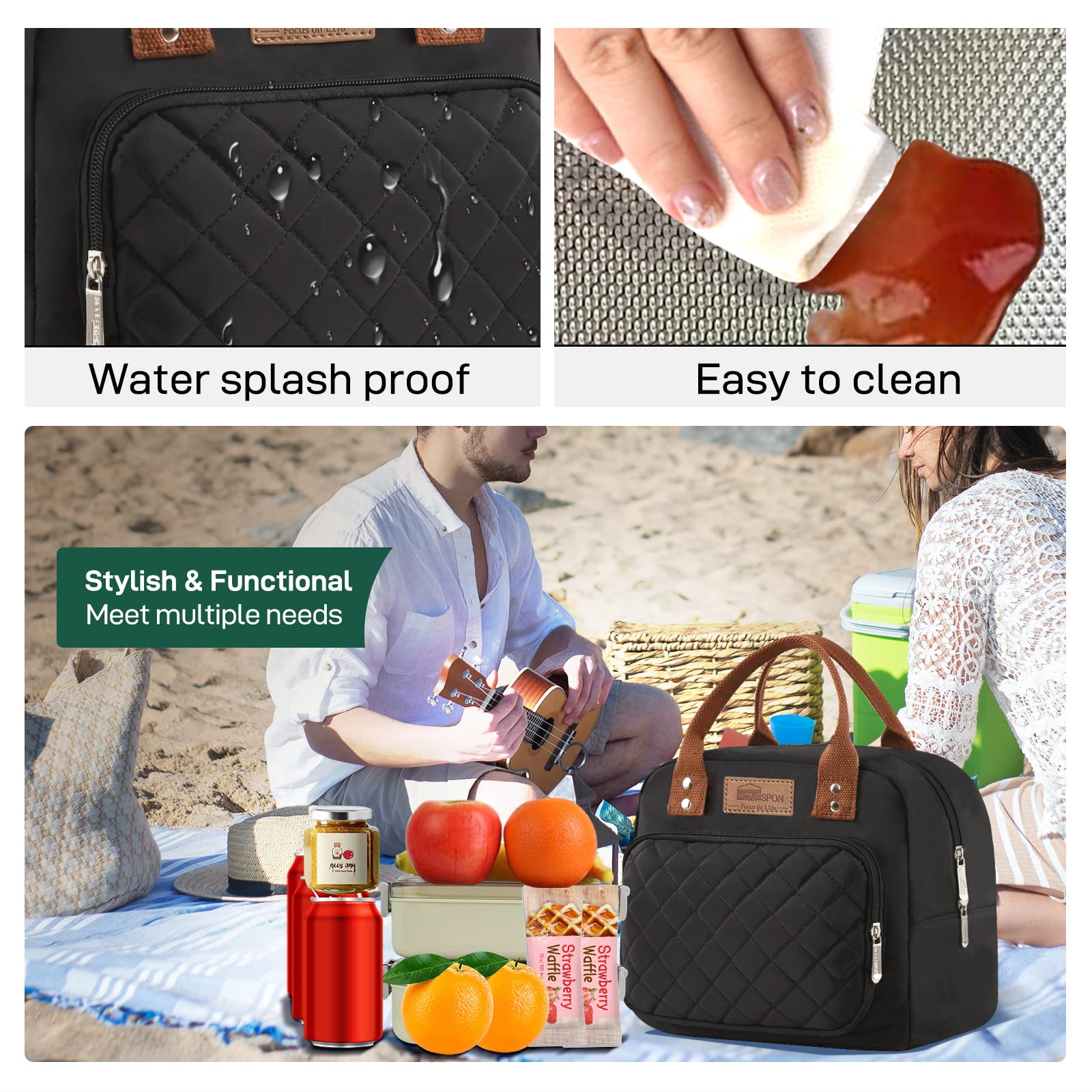 Buringer HOMESPON Lunch Bag for Woman Man Insulated Lunch Box Tote Bag for Work Picnic School or Travel