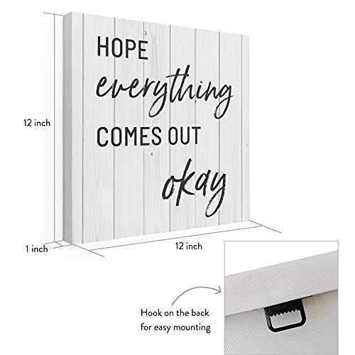 InsightOut Funny Bathroom Signs | Canvas Bathroom Wall Decor | 12x12" Toilet Sign Funny | Restroom Sign Decor | Bathroom Wall Signs | Great Gift for Bathroom (Everything Comes Out Okay)