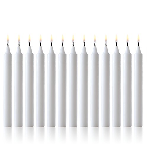 White Taper Candles - Set of 120 Dripless Chime Candles - 4 inch Tall, 1/2 inch Thick - 1.5 Hour Clean Burning