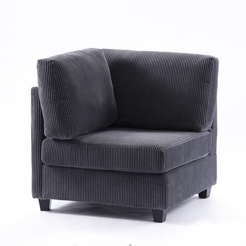 Eafurn Convertible Modular Sectional Sofa Set, Free Combinational Corner Couch, Corduroy Upholstered Deep Seat Comfy Sofa&Couches with Solid Wood Legs for Living Room Apartment, Gray 126.38"