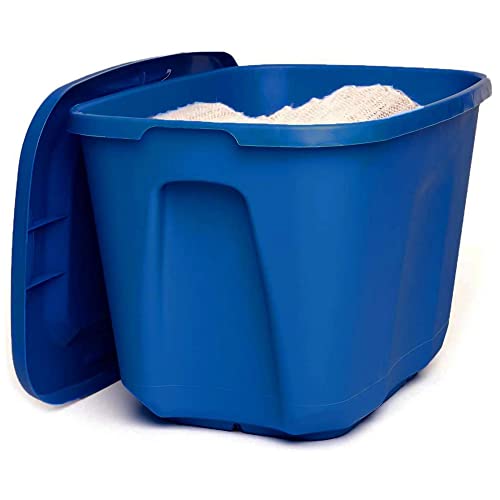 HOMZ 6610DWBLDC.04 10 Gallon Stackable and Nestable Heavy Duty Plastic Storage Container with 4 Way Handles, Capri Blue, (4 Pack)