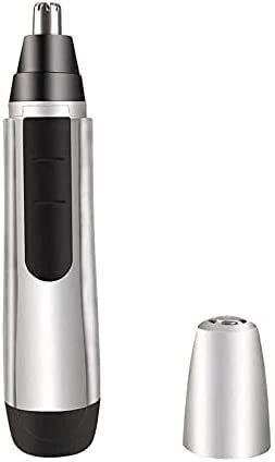 QINERSAW Portable Nose Ear Trimmer, Painless Hair Remover Shaver for Face, Electric Razor for Women and Men, Battery-Operated (Silver)