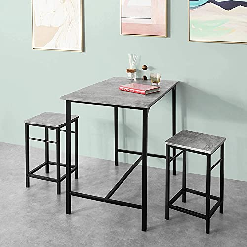 Haotian OGT11-HG, 5 Piece Dining Set, Dining Table with 4 Stools, Home Kitchen Breakfast Table, Bar Table Set, Bar Table with 4 Bar Stools, Kitchen Counter with Bar Chairs (Grey)