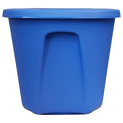 HOMZ 6610DWBLDC.04 10 Gallon Stackable and Nestable Heavy Duty Plastic Storage Container with 4 Way Handles, Capri Blue, (4 Pack)