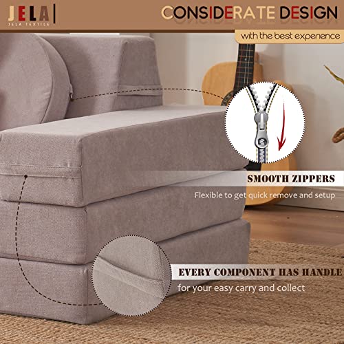 jela Kids Couch 10PCS Luxury, Floor Couch Floor Sofa Modular Furniture for Adults, Playhouse Play Set for Toddlers Babies, Modular Foam Play Couch, Modular Sectional Sofa (Classic, Taupe)
