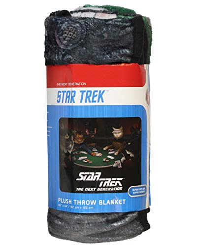 INTIMO Star Trek The Next Generation TNG Cat Characters Playing Cards Fleece Plush Throw Blanket 60" x 48" (152cm x 122cm)