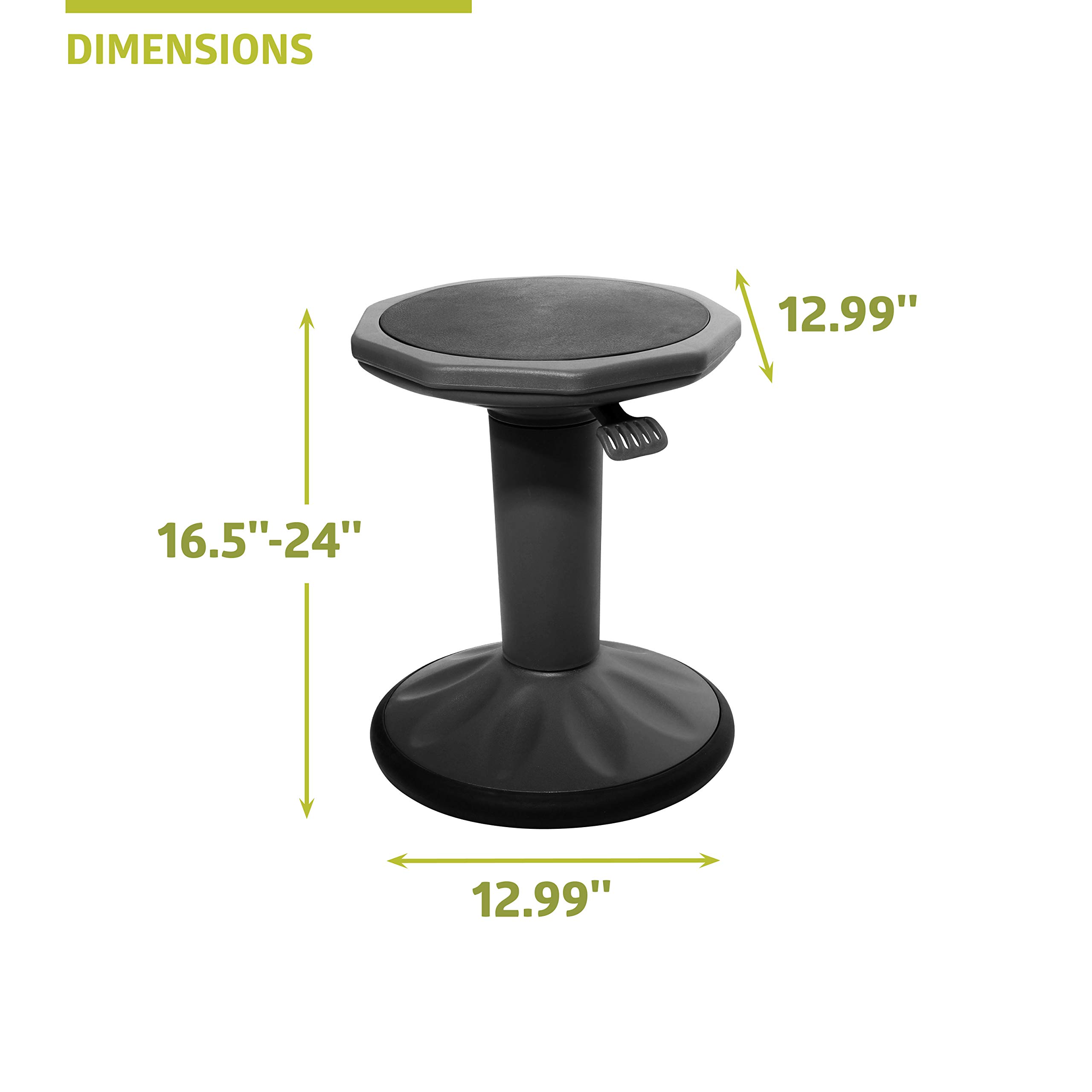 Pearington SitFree Height Adjustable Wobble Stool, Active Flexible Seating Chair for Kids and Adults - School and Office, Black