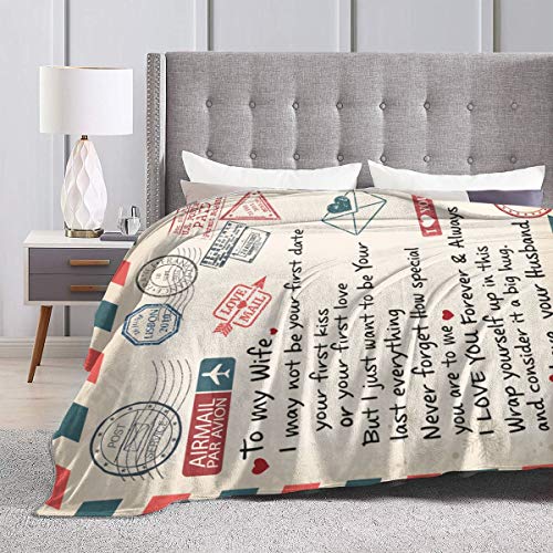 Fleece Blanket Love Letter to My Wife from Husband Ultra-Soft Micro Light Weight Warm Bed Throw Blanket (to My Wife, 80"x60")