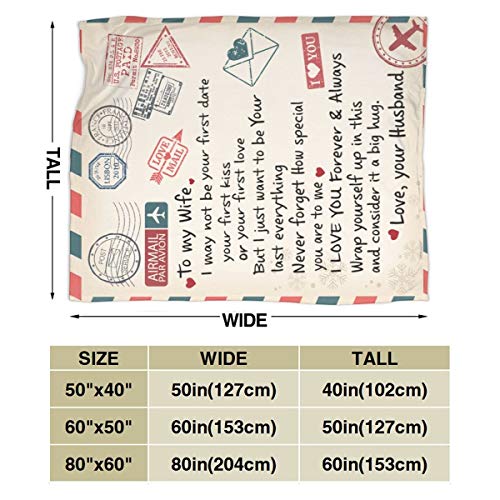 Fleece Blanket Love Letter to My Wife from Husband Ultra-Soft Micro Light Weight Warm Bed Throw Blanket (to My Wife, 80"x60")