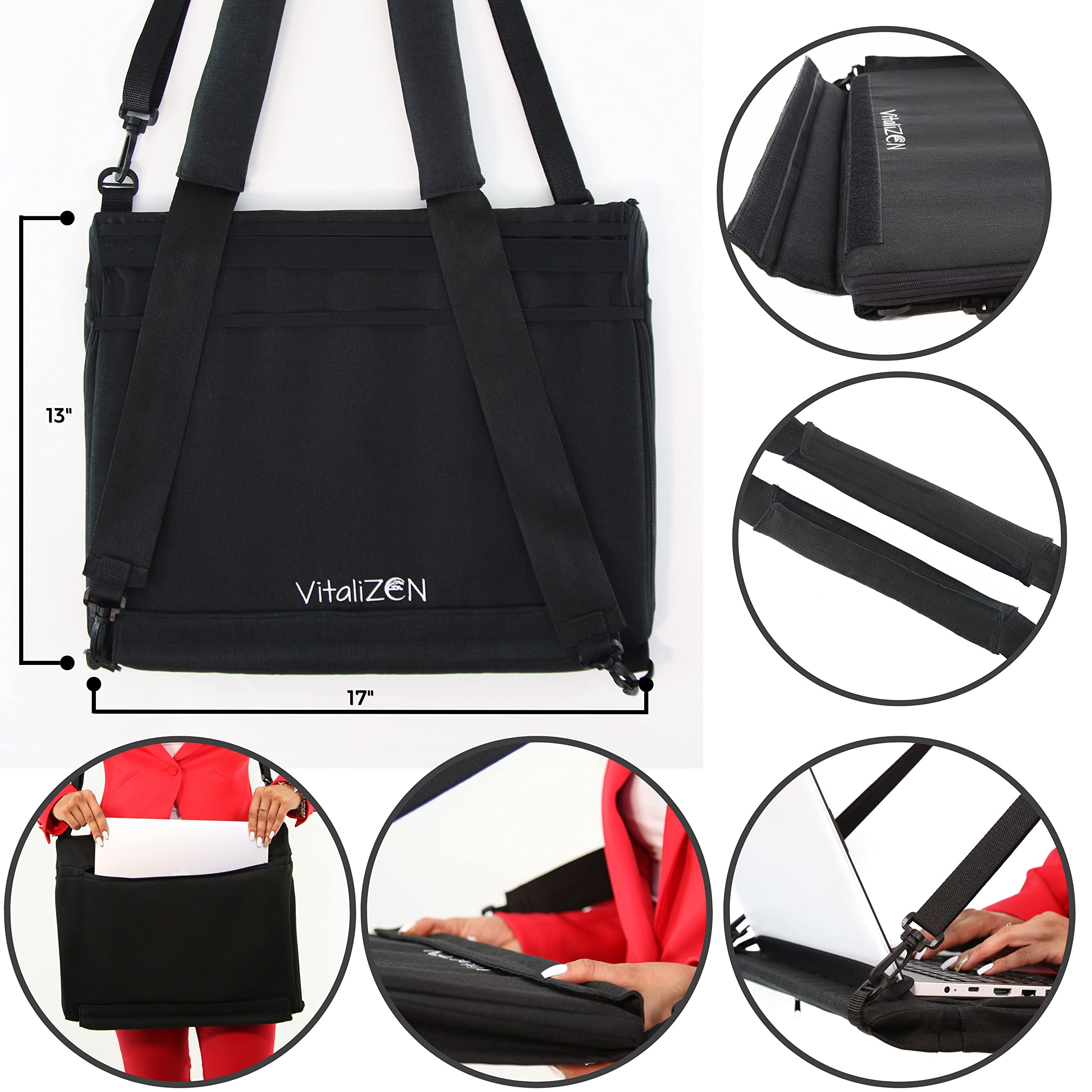 VitaliZEN Laptop Harness Extra Large & Comfortable 2021 Improved Design, Hands-Free Portable, Adjustable, Wearable Desk for up to 17” Laptops, Tablet, Notepad, MacBook, etc