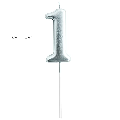 eusbon 1st Birthday Candle, 2.76โ Big Size Number Candle for Cake Decoration, Birthday Party, Wedding Anniversary, Silver (Number 1)