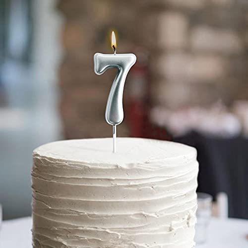 eusbon 1st Birthday Candle, 2.76โ Big Size Number Candle for Cake Decoration, Birthday Party, Wedding Anniversary, Silver (Number 1)