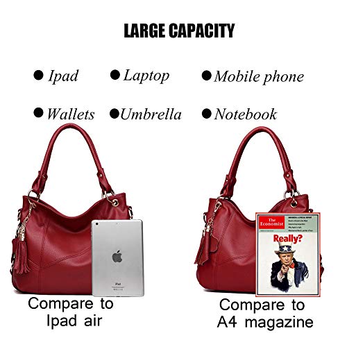 2022 Women's Tote Shoulder Bag Purses and Handbag for Women Satchel Shoulder Bags Handle Bag Leather tassel(Red)
