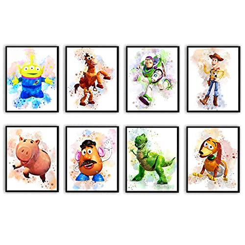 Sylvana Workshop - Toy Story Poster Watercolor Prints , UNFRAMED(8"x10" Set of 8 Wall Decor), Toy Story Decor, Birthday Gift, Toy Story Decorations, Posters For Room, Posters For Boys Room, Posters For Girls Room