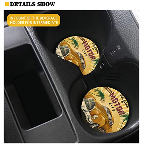 POLERO Brown Cow Print Car Coasters 2pcs Cup Holder Coasters Non Slip Auto Interior Accessories Kitchen Table Coaster Mats