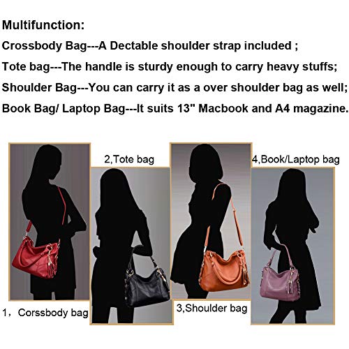 2022 Women's Tote Shoulder Bag Purses and Handbag for Women Satchel Shoulder Bags Handle Bag Leather tassel(Red)