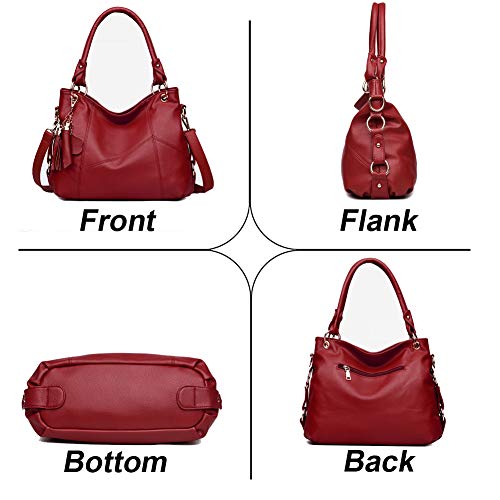 2022 Women's Tote Shoulder Bag Purses and Handbag for Women Satchel Shoulder Bags Handle Bag Leather tassel(Red)