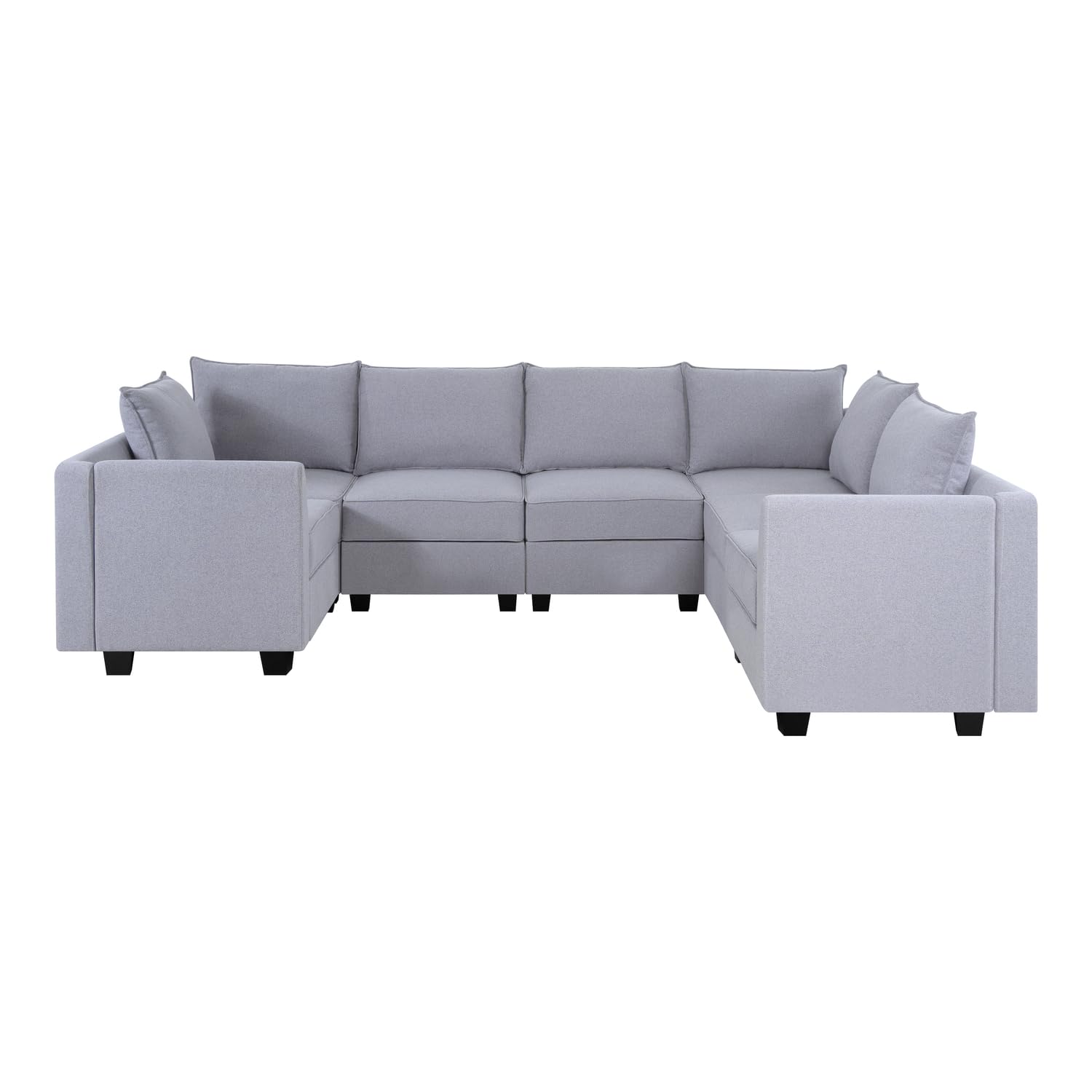 Naomi Home Elizabeth Convertible U Shaped Modular Sofa Sectional Modular Couch with Chaise Oversized Sofa Sleeper Couch for Large Living Room - 7-Seater L Shaped sectional Sofa - Gray