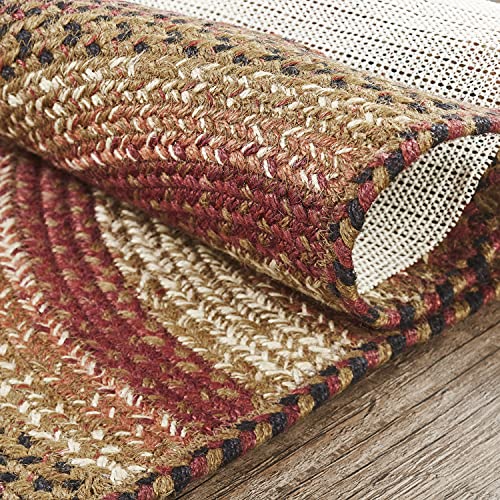 VHC Brands Ginger Spice Rug with PVC Pad, Jute Blend, Half Circle, Orange Red Tan, 16.5x33 inches
