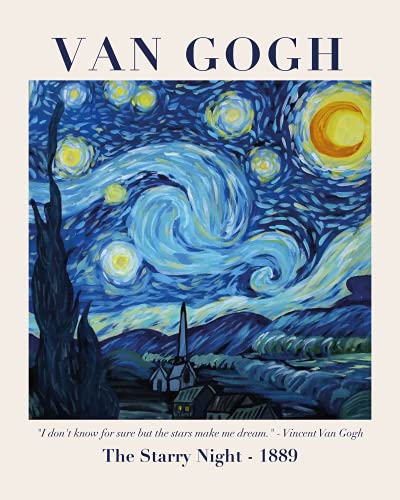 Sylvana Workshop - Van Gogh Posters and Prints Wall Art, UNFRAMED(Set of 6 Wall Decor), Fine Art Posters Prints, The Starry Night, Art Prints, Famous Posters, Famous Prints, Van Gogh Decorations⦠(8"x10")