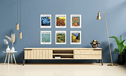 Sylvana Workshop - Van Gogh Posters and Prints Wall Art, UNFRAMED(Set of 6 Wall Decor), Fine Art Posters Prints, The Starry Night, Art Prints, Famous Posters, Famous Prints, Van Gogh Decorations⦠(8"x10")